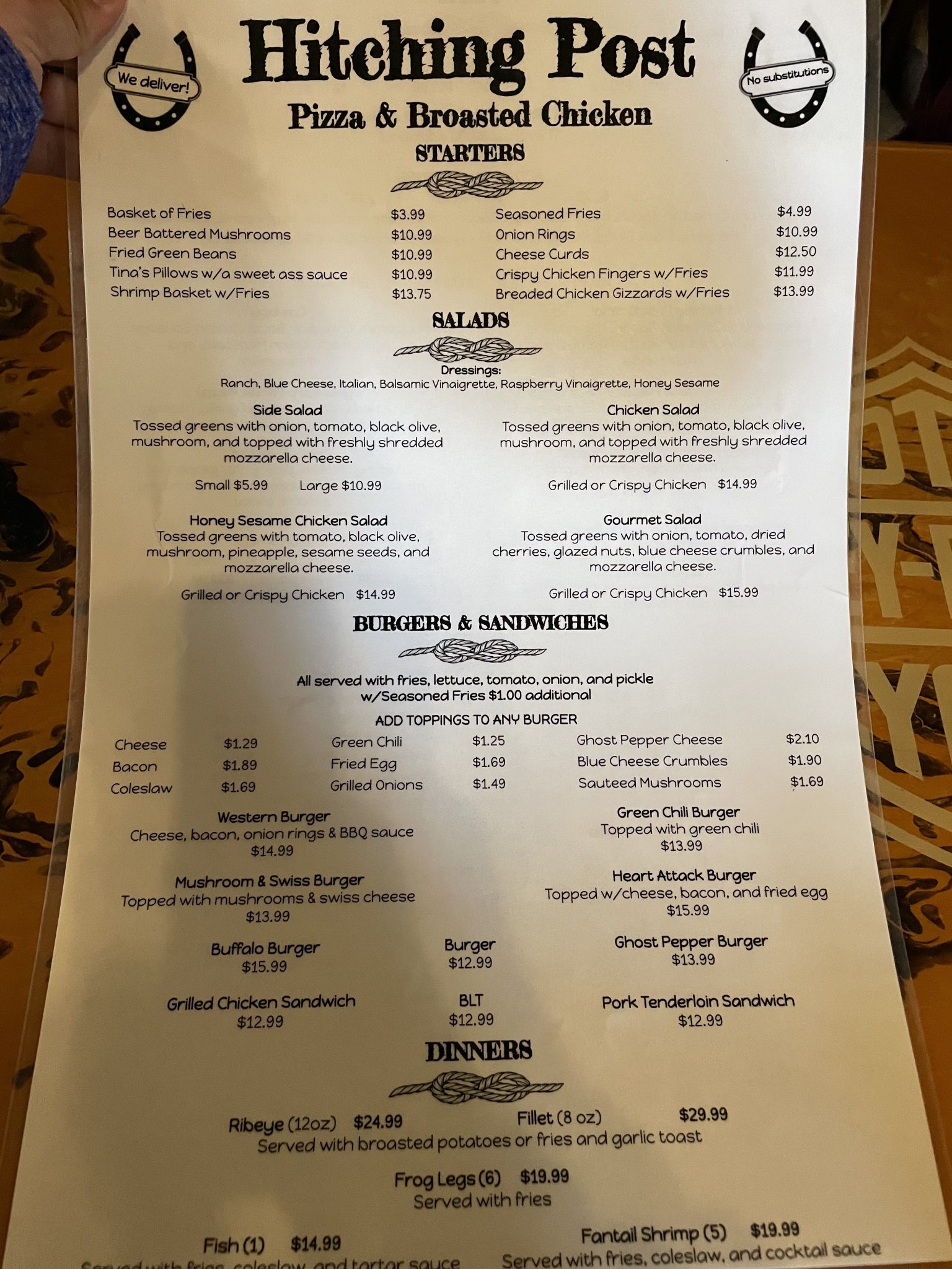 Hitching Post Saloon Menu (updated September 2025)