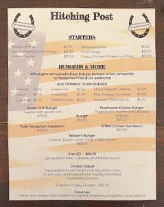 Hitching Post Saloon Menu (updated October 2025)
